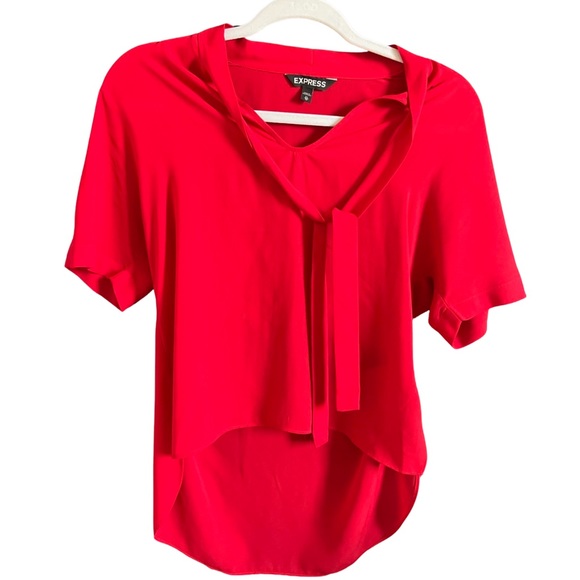 Express | Tops | Beautiful Bright Red Blouse Perfect For Work In The ...